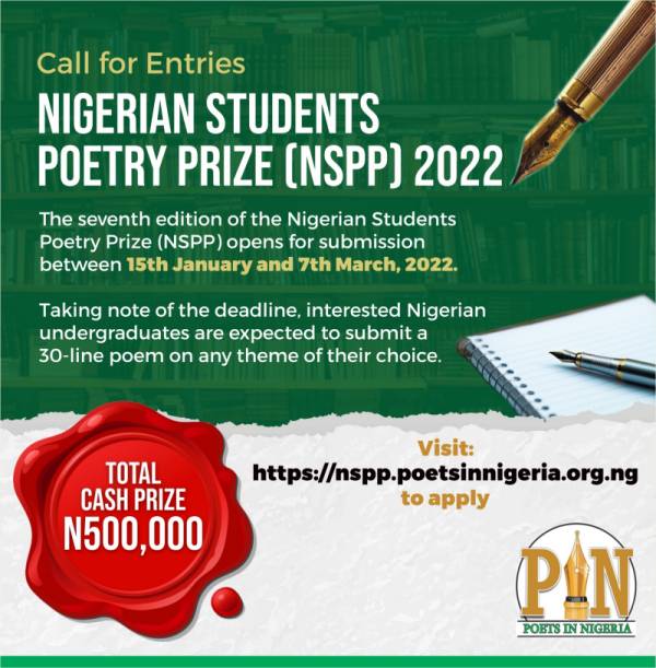 Nigerian Students Poetry Prize (NSPP) 2026 [N500,000 in Cash Prizes]